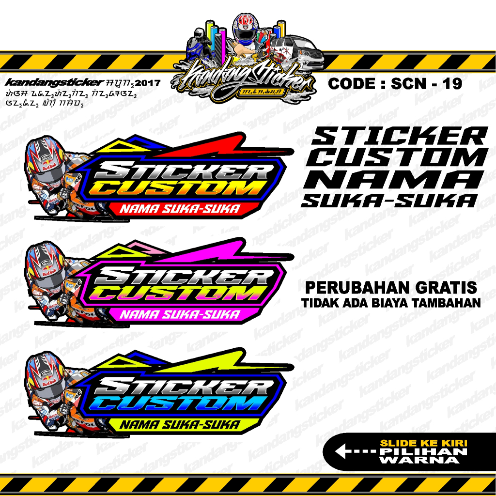 Jual Stiker Racing Custom Satuan Nama Suka Suka Sticker Custom Stiker ...