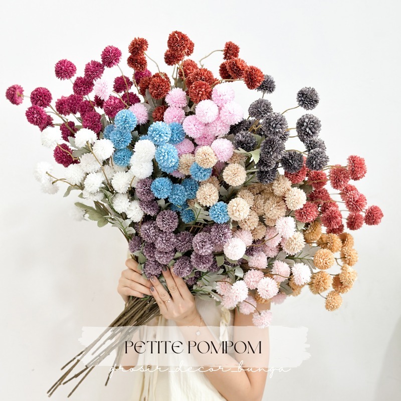 Jual QC PETITE POMPOM DANDELION Mum Artifisial Bunga Palsu Bunga Sutra ...
