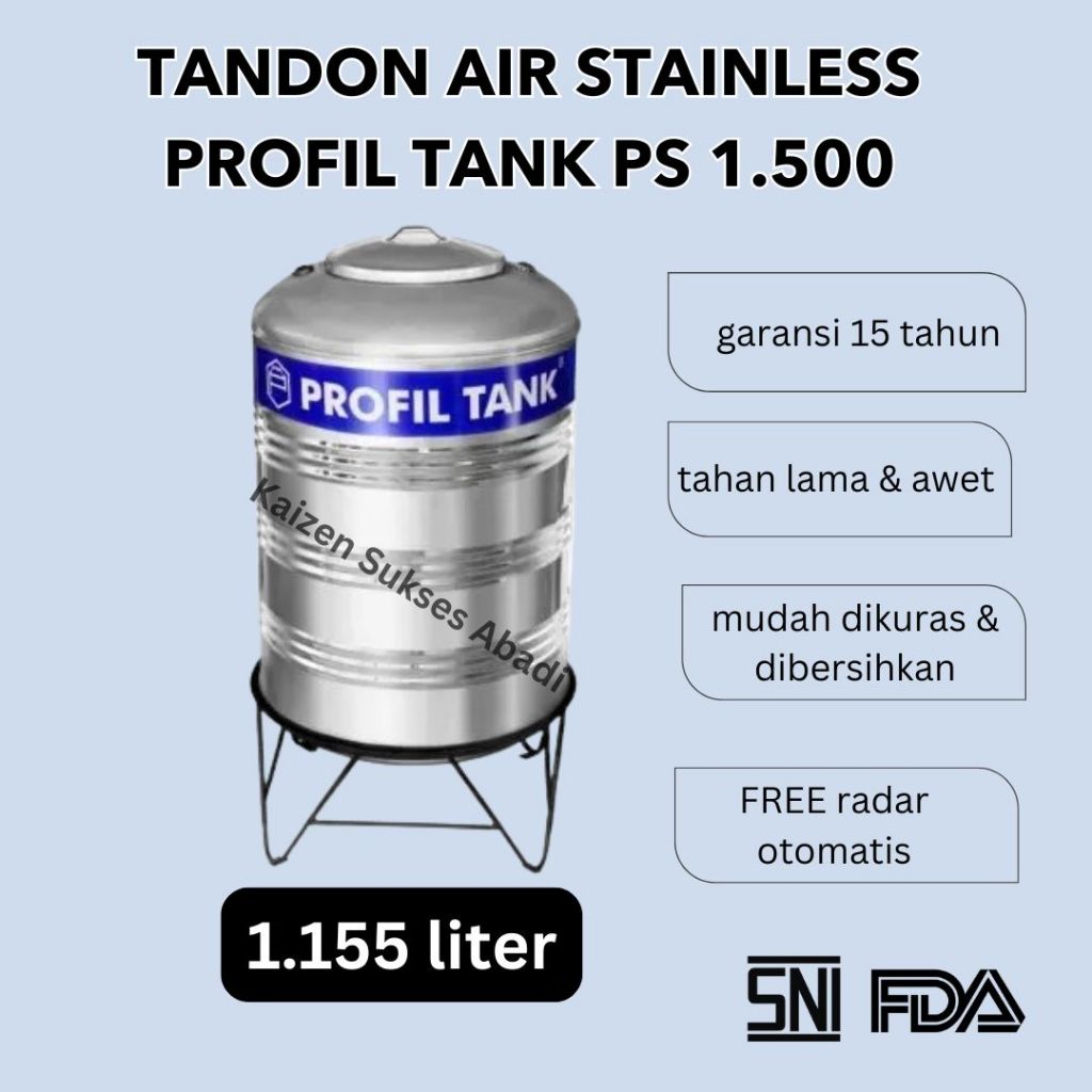 Jual Tandon tangki toren air stainless stenlis steel dengan kaki merek ...