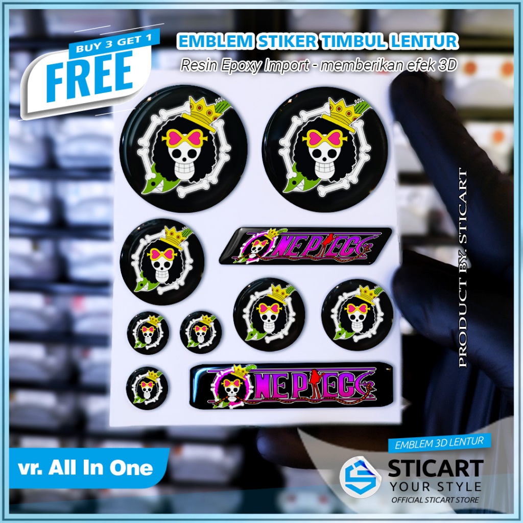 Jual EMBLEM BROOK Series ONE PIECE TIMBUL STIKER MOTOR ALL IN ONE 3D ...