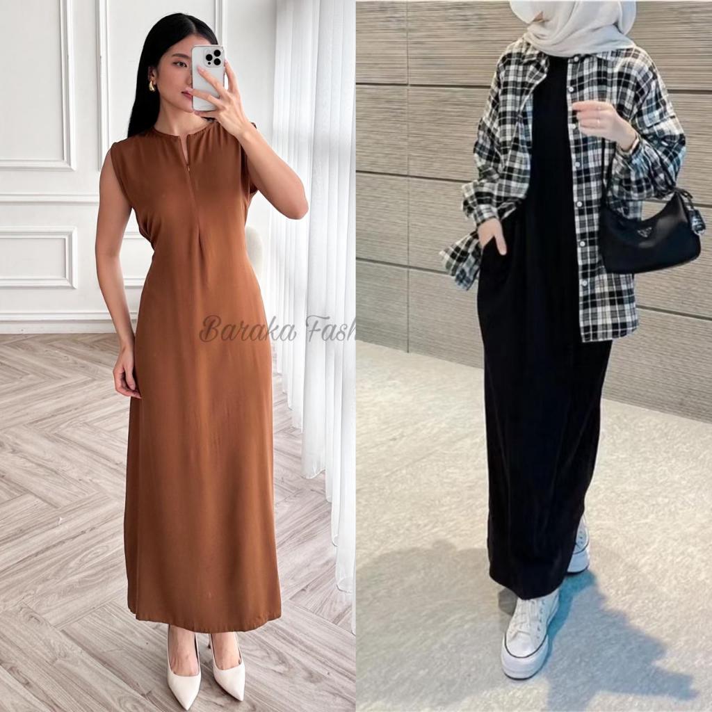 Jual Inner Dress Rayon Twill Premium Tali Pinggang / Inner Tanpa Lengan ...