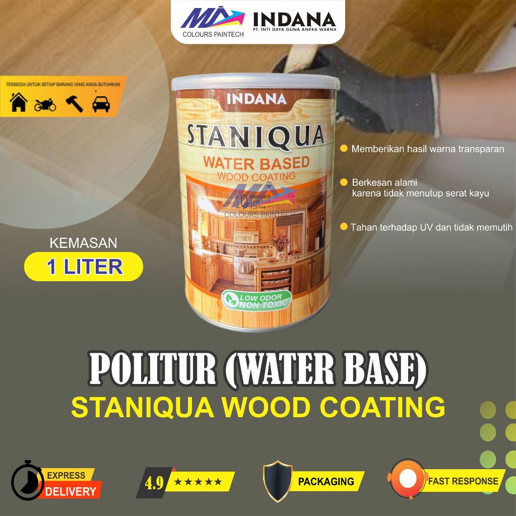 Jual POLITUR (WATER BASE) WOOD COATING STANIQUA 1 LITER | Shopee Indonesia