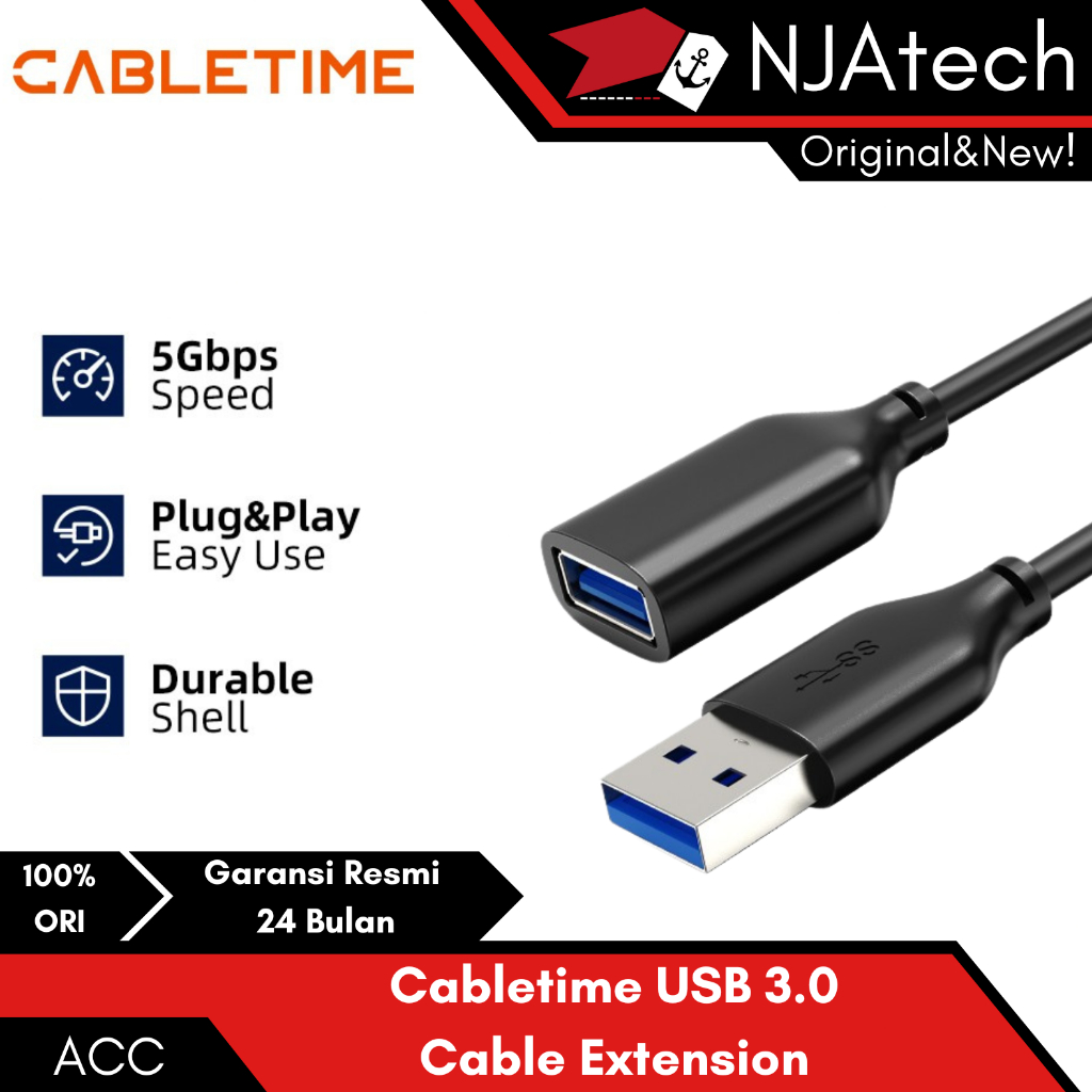 Jual Kabel USB Extension Perpanjangan 3.0 Male to Male Cabletime High ...