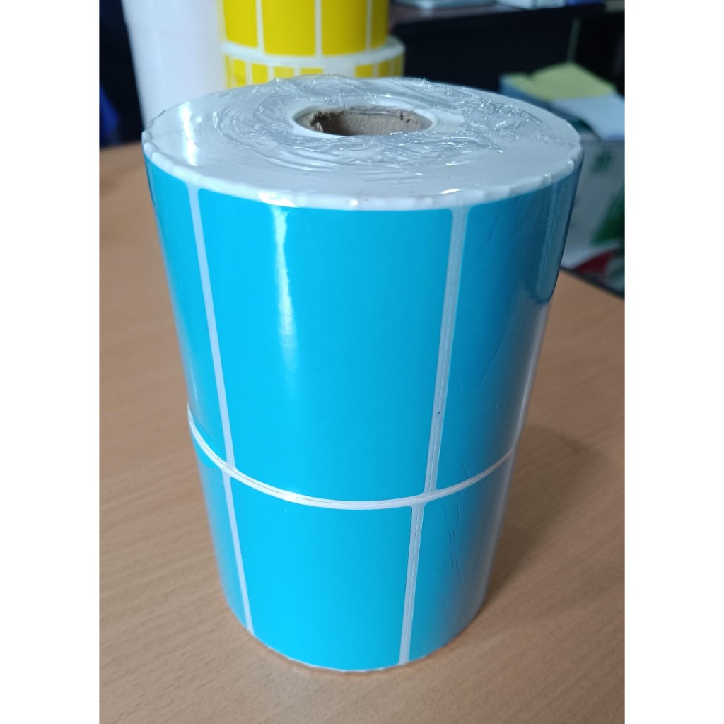 Jual LABEL STICKER 70x50 SEMICOATED BLOK BIRU 70 x 50 Isi 1000 | Shopee ...