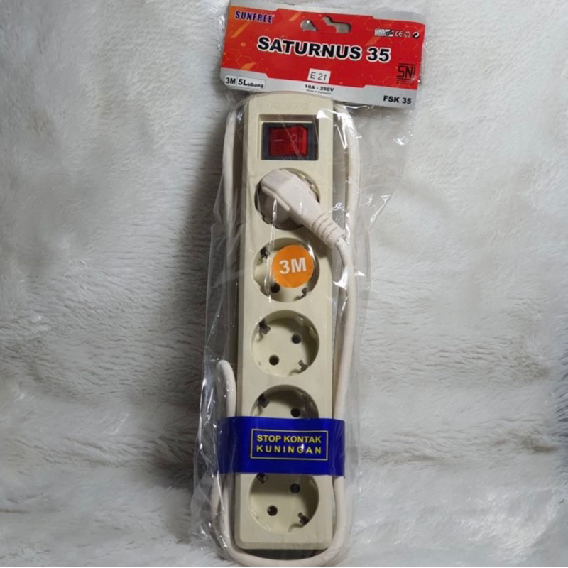 Jual SUNFREE Saturnus StopKontak 5 lubang Panjang Kabel 3 meter colokan ...