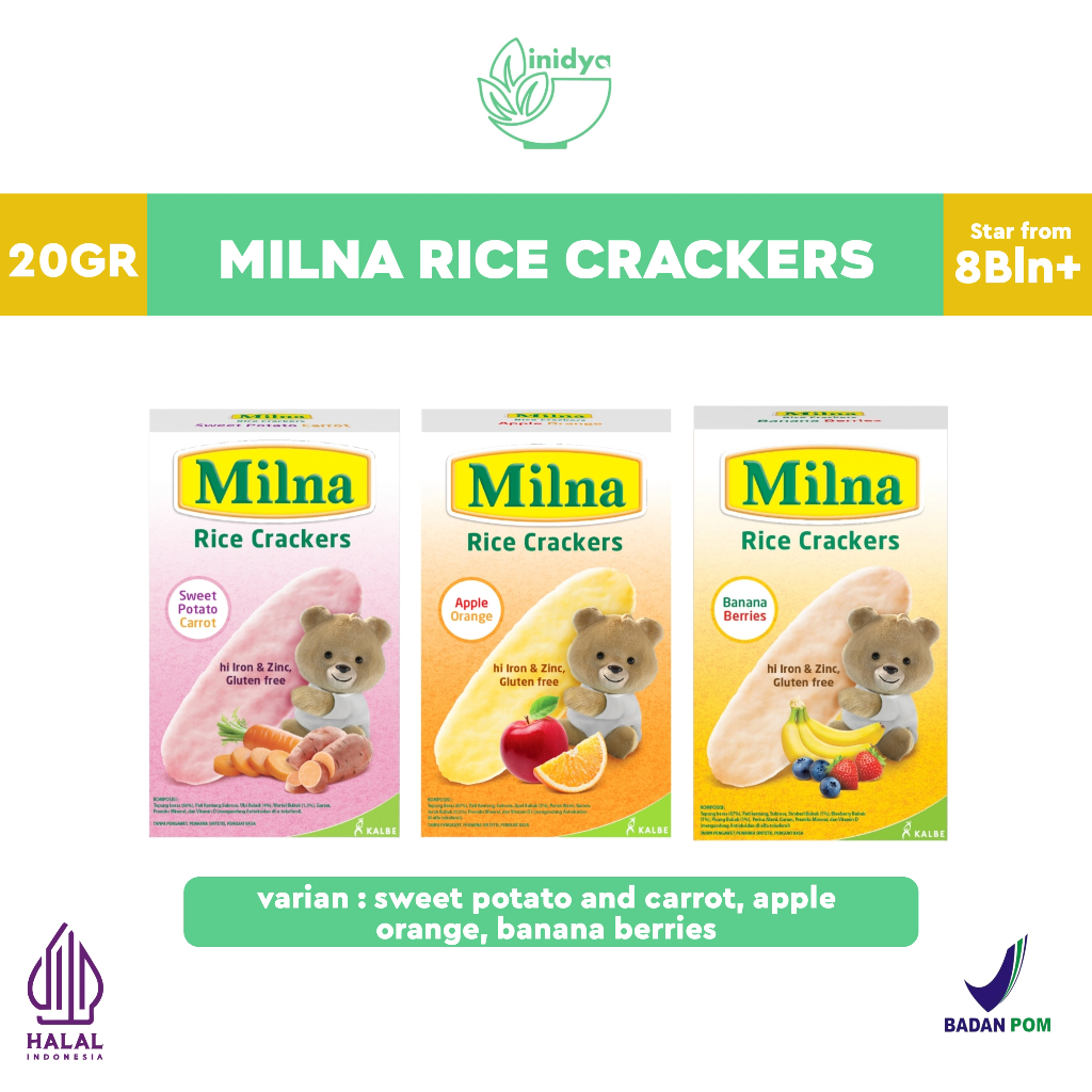 Jual MILNA Rice Crackers 20gr - Krakers Beras Cemilan Bayi 8 12 Bulan ...