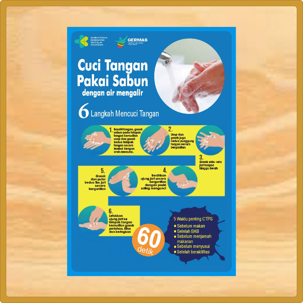 Jual Stiker Poster Cuci Tangan 60 Detik Versi 2 | Stiker Poster Cuci ...