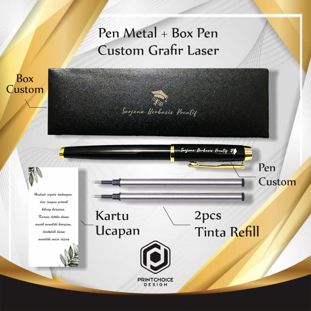 Jual Pen Metal Custom Set Box Refill Tinta Set Free Grafir Nama Logo ...