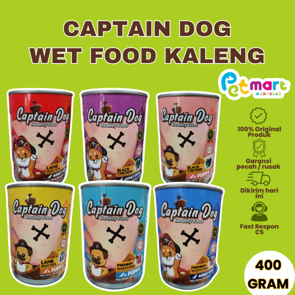 Jual Makanan Anjing Basah Captain Dog Wet Food All Varian Kaleng 400 g ...