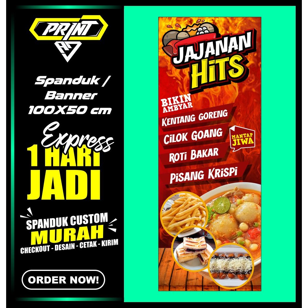 Jual Banner JAJANAN, Spanduk JAJANAN 60X160cm, COD, Banner JAJANAN ...