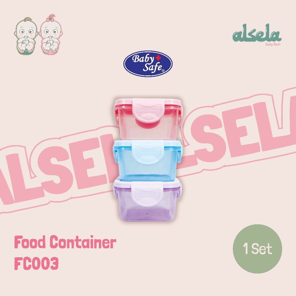 Jual Baby Safe Food Container Isi 3 FC003 Original Tempat Penyimpanan ...