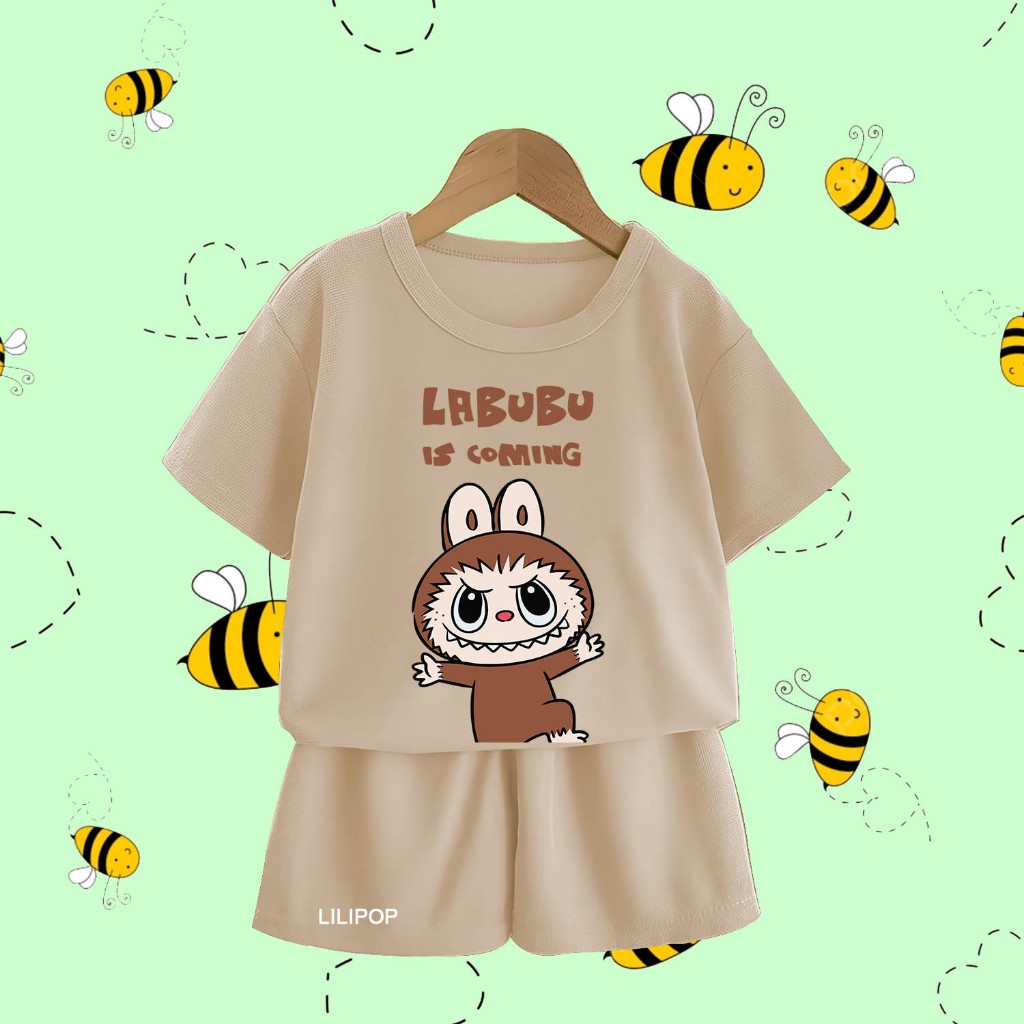 Jual Baju Anak Stelan Usia 1-10 Tahun Labubu Monster Katun Kombet 24s Kaos 3/4 Cowok Cewek ...