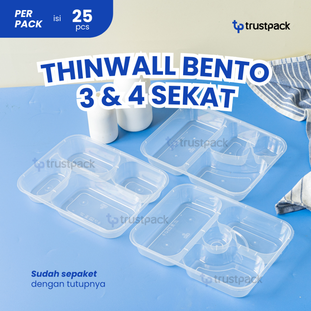 Jual Thinwall Bento Sekat 3 Star Bintang / Thinwall Bento Sekat 4 ...