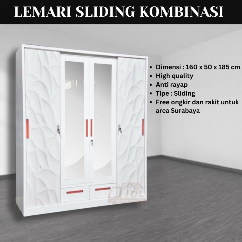 Jual FREE RAKIT SBY! Lemari Besi 4 Pintu (Kombinasi Sliding & Swing ...
