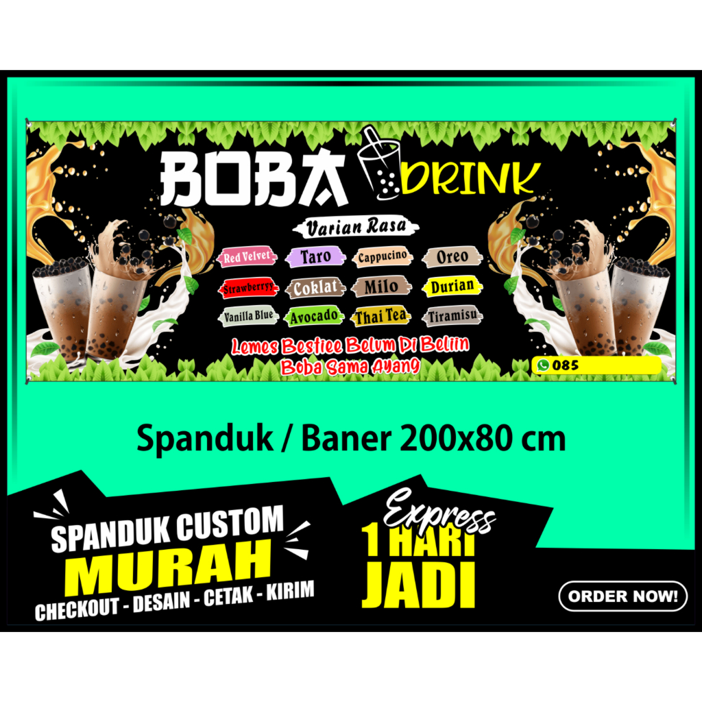 Jual Banner BOBA, Spanduk BOBA 200X80 cm, COD / Banner BOBA, Spanduk ...