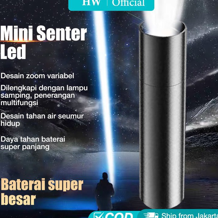 Jual Update Gembira HW Mini Senter Led Super Terang Senter Zoom Kecil ...