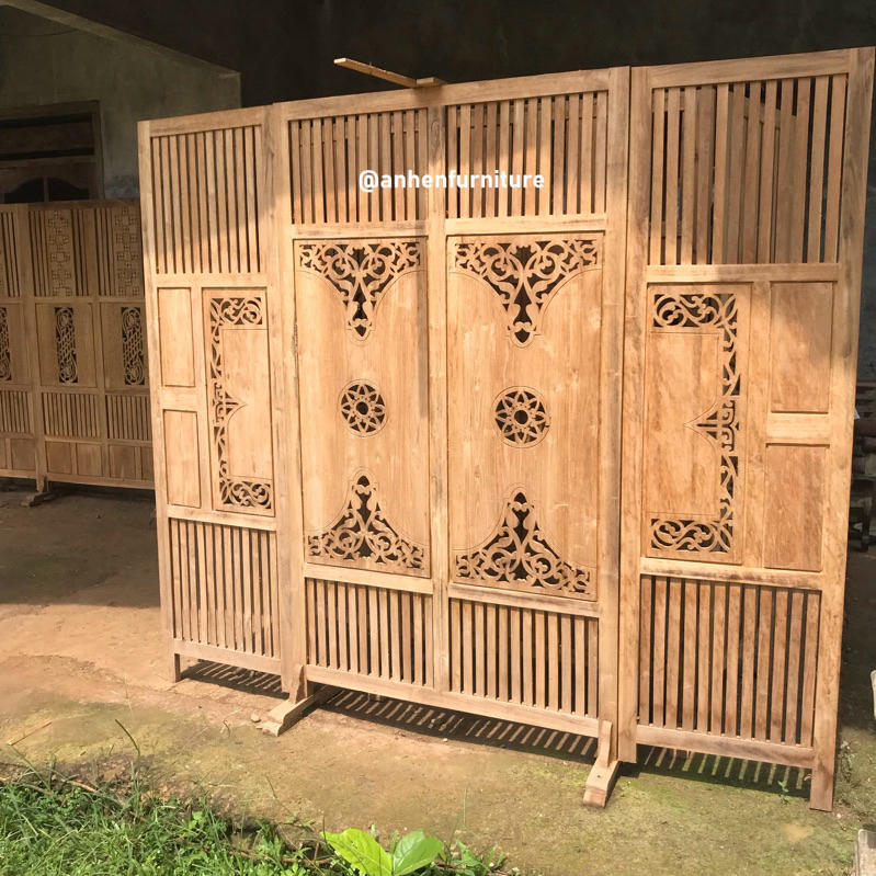 Jual Sketsel Kayu Jati Motif Ukiran Modern / Partisi Ruangan Kayu Jati ...