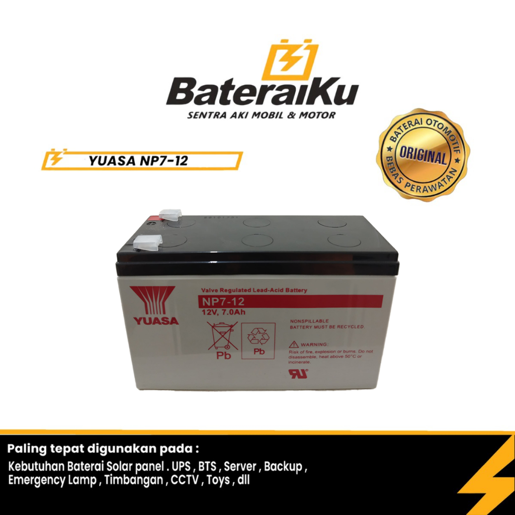 Jual Aki Baterai Yuasa Kering UPS NP7-12 12V 7AH | Shopee Indonesia