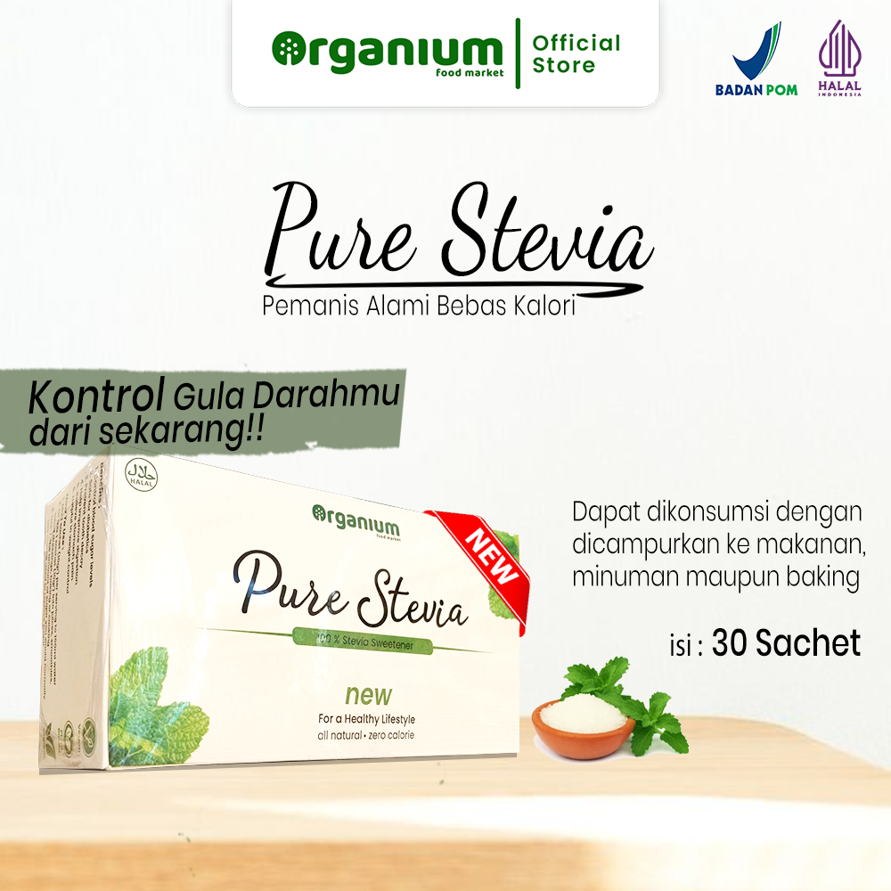 Jual Organium Pure Stevia Powder Pengganti Gula Pemanis Alami , Gula ...