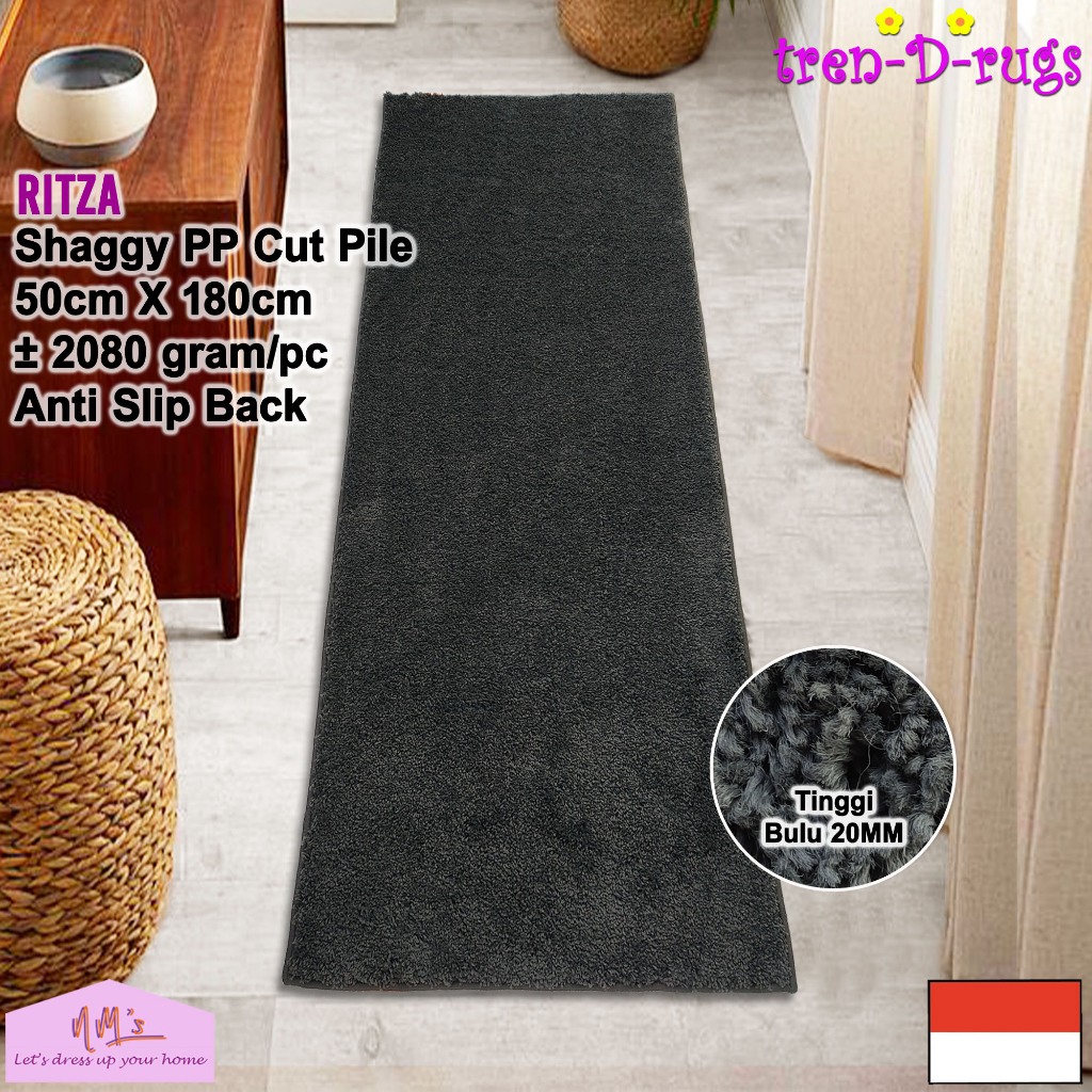Jual Tren-D-rugs Keset shaggy polos modern aesthetic 50 cm x 180 cm ...