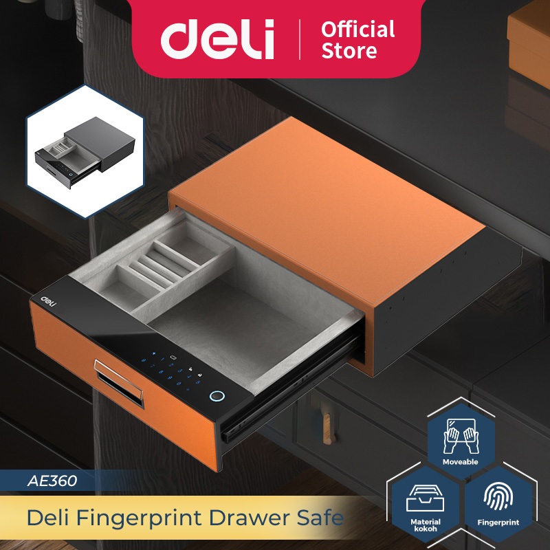 Jual Deli Brankas Laci / Fingerprint Drawer Safe / Cash Drawer Deposit ...