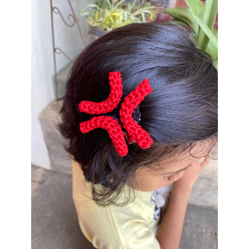 Jual crochet jepit rambut angry hairclip rajut bisa request pin hijab ...