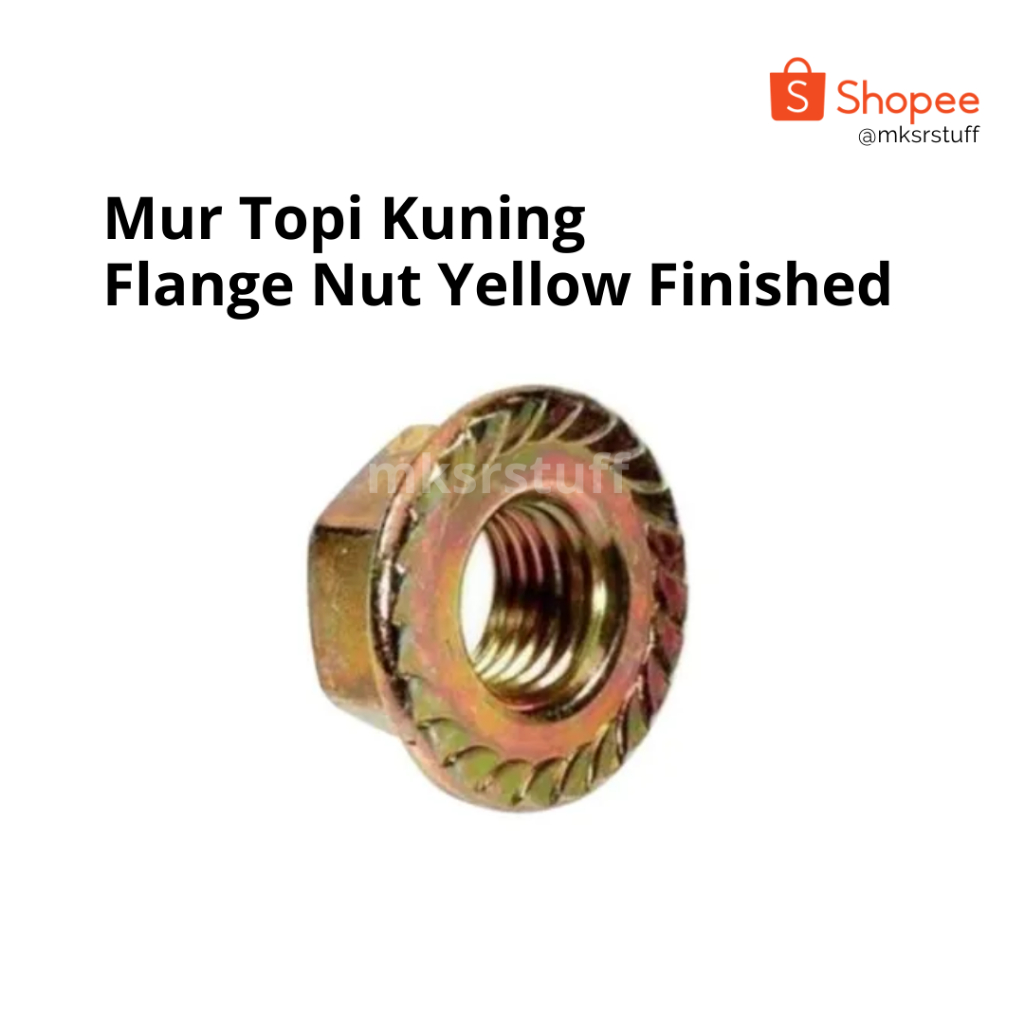 Jual M3, M4, M5, M6, M8 (5pcs) - Mur Topi Kuning / Flange Nut Yellow ...