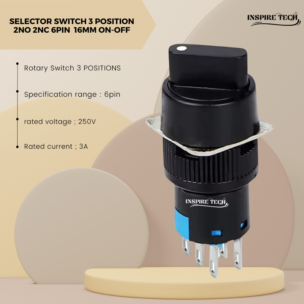 Jual SELECTOR SWITCH 3 POSITION 2NO 2NC 6PIN 16MM ON-OFF ON | Shopee ...
