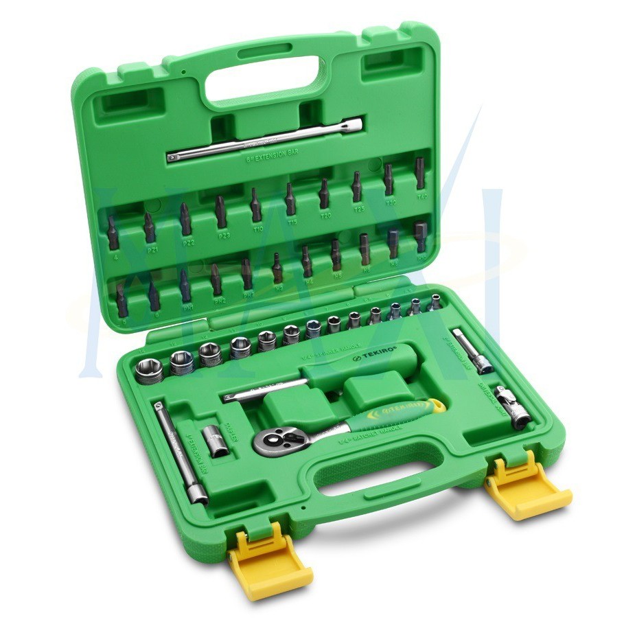 Jual Tekiro socket set 1/4 inch 6PT uk. 4 - 14 mm isi 41 pcs (Box ...