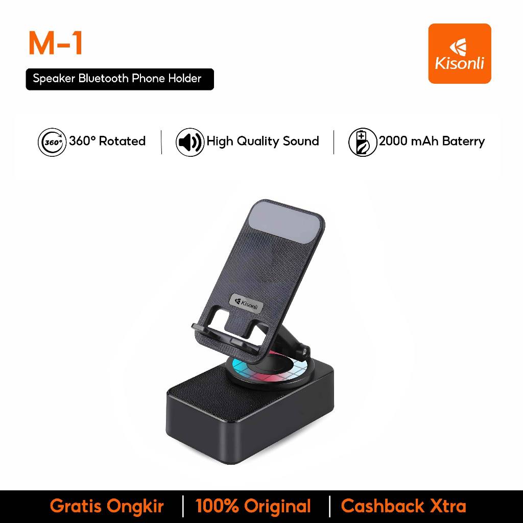 Jual KISONLI Speaker Bluetooth M-1 Phone Holder 360° Foldable Mobile RGB lights | Shopee Indonesia