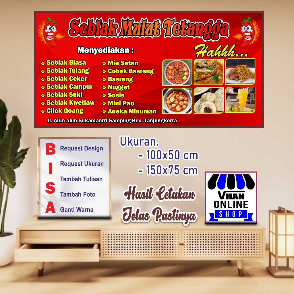 Jual Cetak Spanduk Banner Jualan Seblak Viral Bisa request Gambar ...