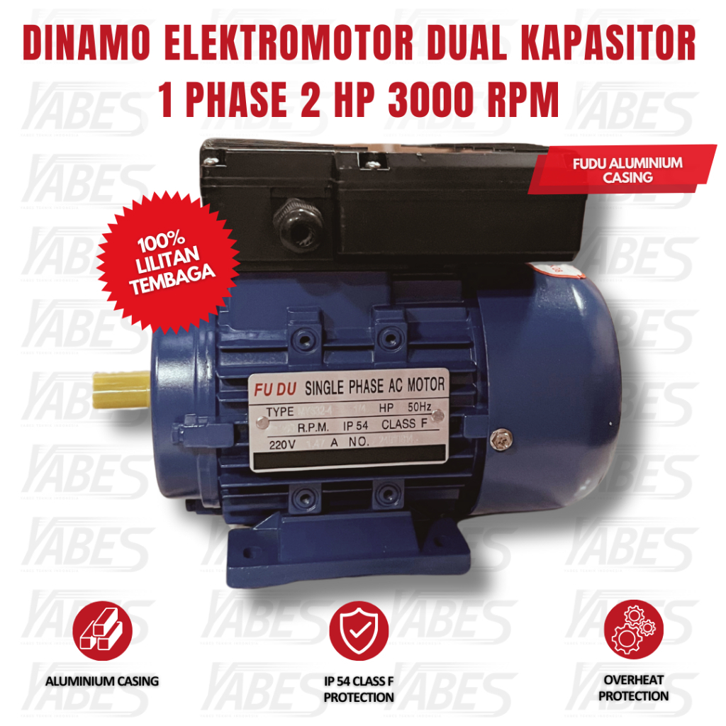 Jual FUDU Dinamo Electro Motor 2 HP 3000 RPM Single Phase Body ...