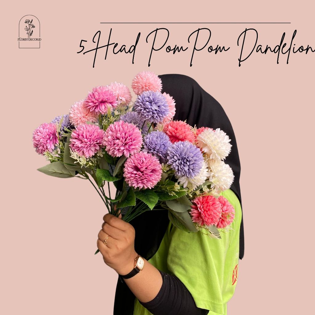 Jual (TT) Termurah 5 Heads PomPom DANDELION artificial flower Mum ...