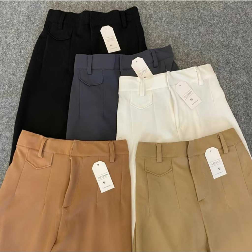 Jual ORO PANTS Highwaist Loose Pants Trousers - Celana Anti Kusut Knit ...