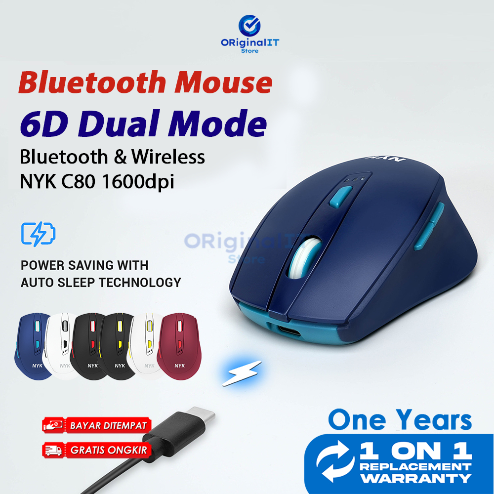 Jual Mouse Bluetooth Recharging Dual Mode NYK C80 Silent Click Mouse ...