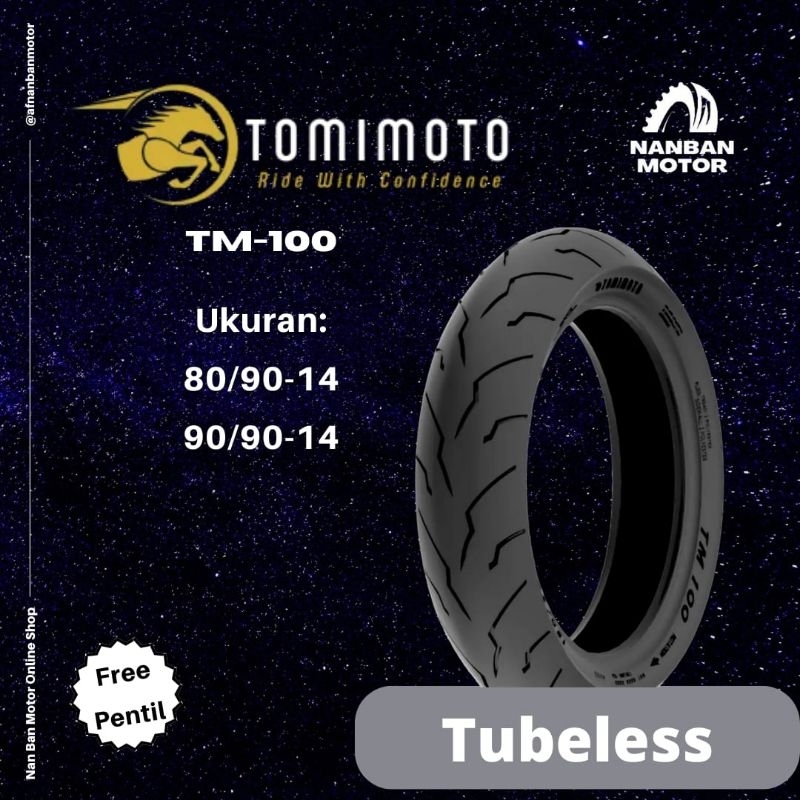 Jual BAN MOTOR TOMIMOTO TM-100 BAN TUBELESS UKURAN 80/90-14, 90/90-14 ...