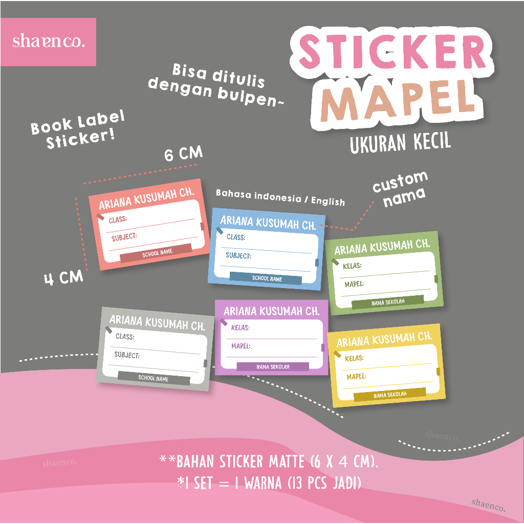 Jual STIKER MAPEL NAMA LABEL BUKU PELAJARAN SEKOLAH STCIKER BOOK SCHOOL ...