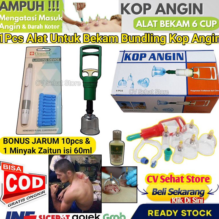 Jual Top Grade Alat Bekam Komplit Full Set 6 Kop Dan Pen Lancing Device ...