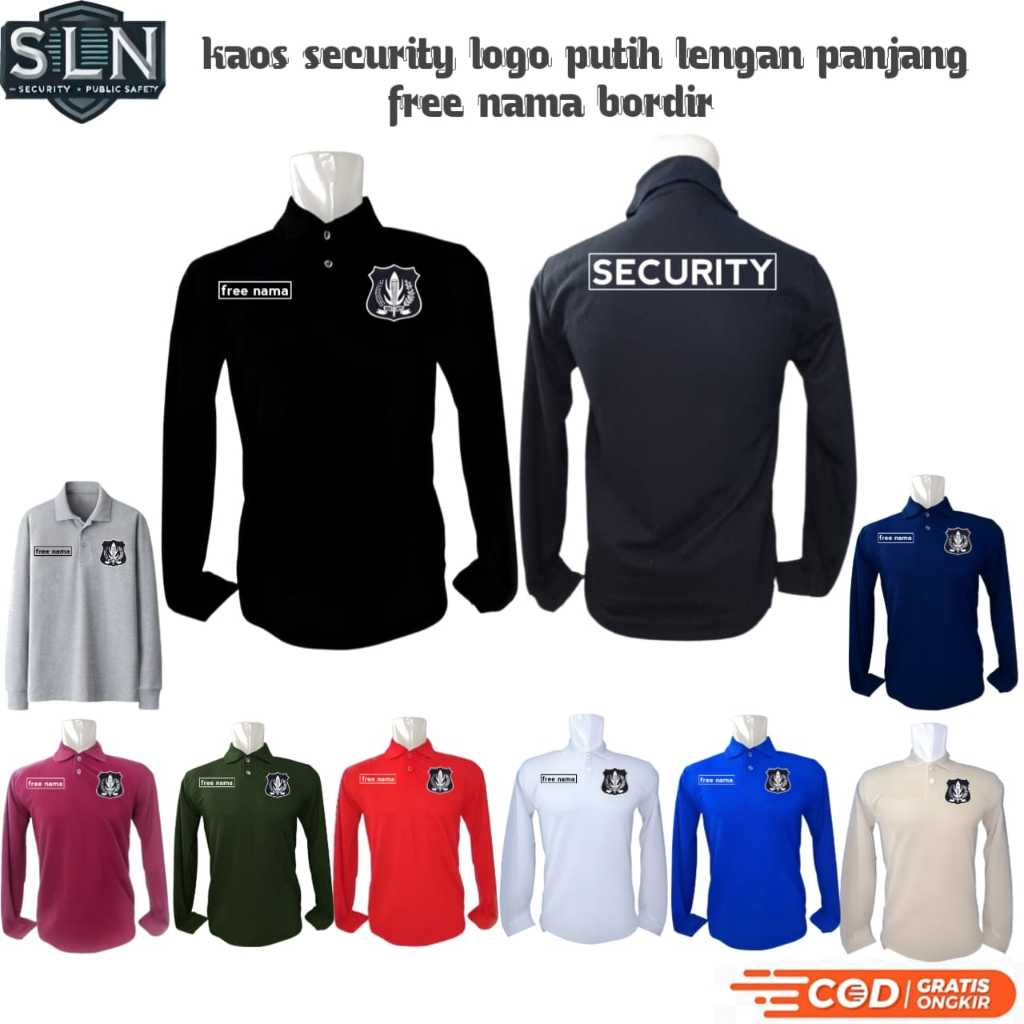 Jual BAJU SECURITY LOGO PUTIH FREE NAMA LENGAN PANJANG | KAOS SECURITY ...