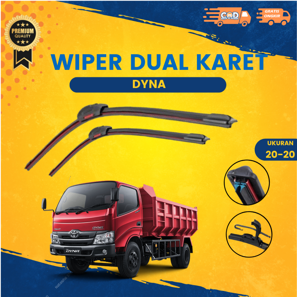 Jual Wiper Dual Karet Double Blade Dyna Ukuran 20 - 20 Inci | Wiper Mobil Frameless | Shopee ...