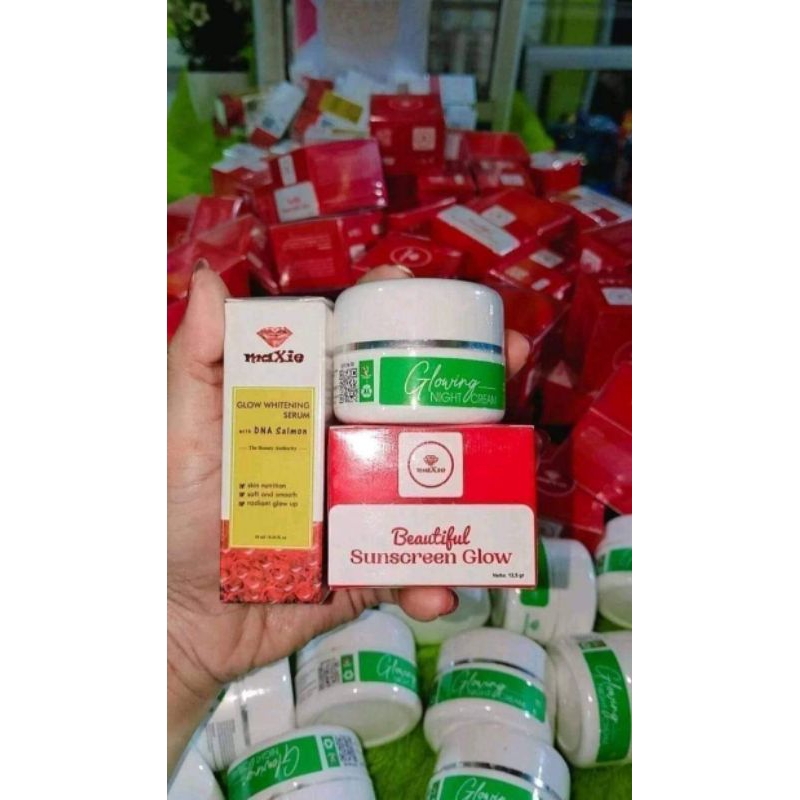 Jual PAKET 3IN1 MAXIE GLOW/SUNSCREEN GLOW MAXIE/SERUM DNA SALMON MAXIE ...