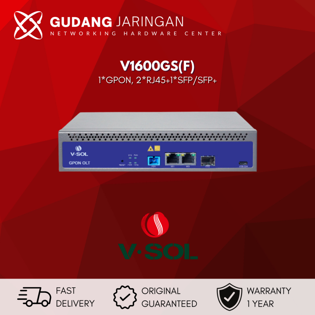Jual V-SOL V1600GS-F WITH FAN L3 1 Port GPON OLT VSOL 128 USER AC+DC ...