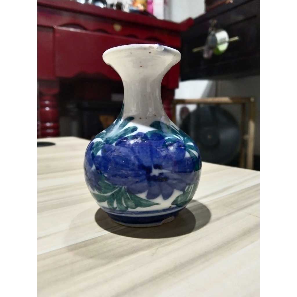 Jual Guci Keramik Kecil Motif Bunga Kuno Jadul Antik | Shopee Indonesia