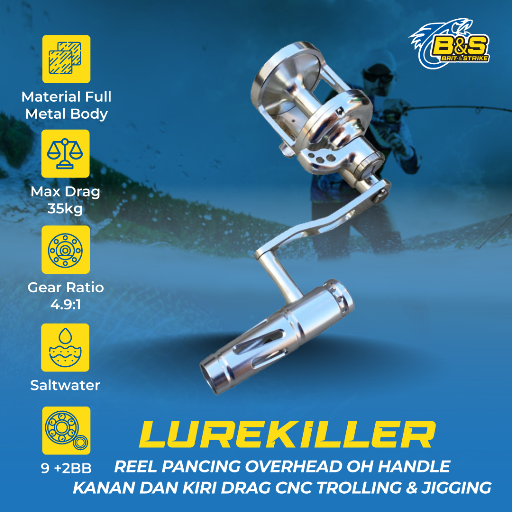 Jual LUREKILLER ASLI Reel OverHead 30kg reel OH Handle Kanan dan Kiri ...