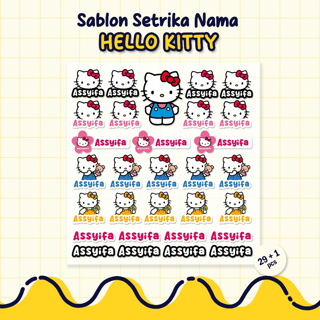 Jual Sablon Setrika Nama, Sablon DTF Nama, Tema Hello Kitty by Sablon ...