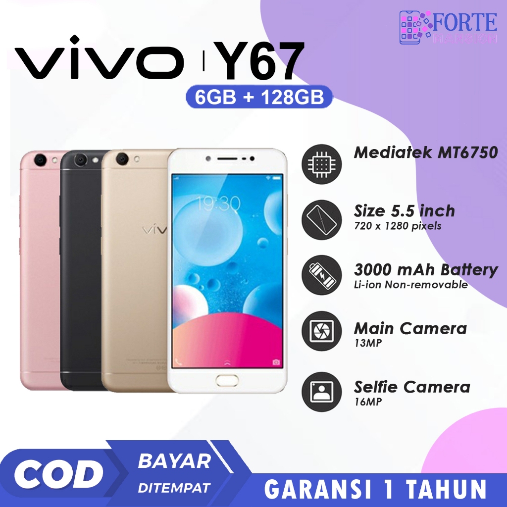 Jual HP VIVO Y67 6+128GB Murah Smartphone Fullset Garansi 12 Bulan | Shopee Indonesia