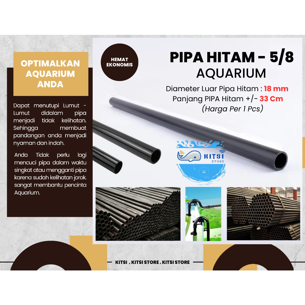 Jual Pipa Akuarium Hitam Besar 5/8 Pipa PVC Hitam Panjang 33 Cm Pipa ...