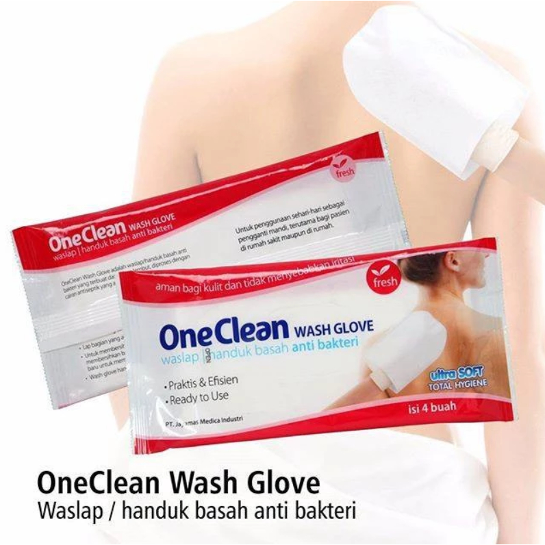 Jual 4s Washlap Sterill One Clean Wash Glove OneMed Basah Anti Bakteri ...