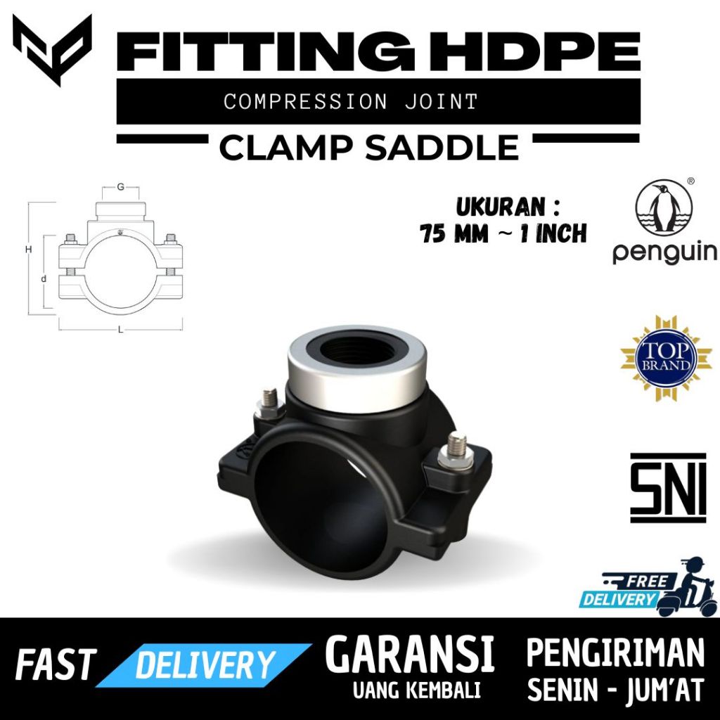 Jual Clamp Saddle Compression Joint 75mm ~ 1" Inch HDPE | Shopee Indonesia