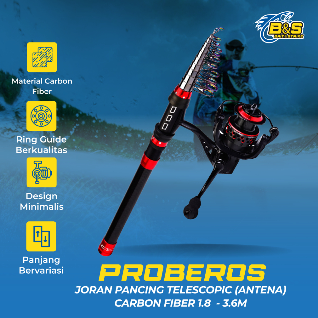 Jual TERBARU !!! PROBEROS joran pancing 1.8M/2.1M/2.4M/2.7M/3M/3.6M Joran Pancing Telescopic ...